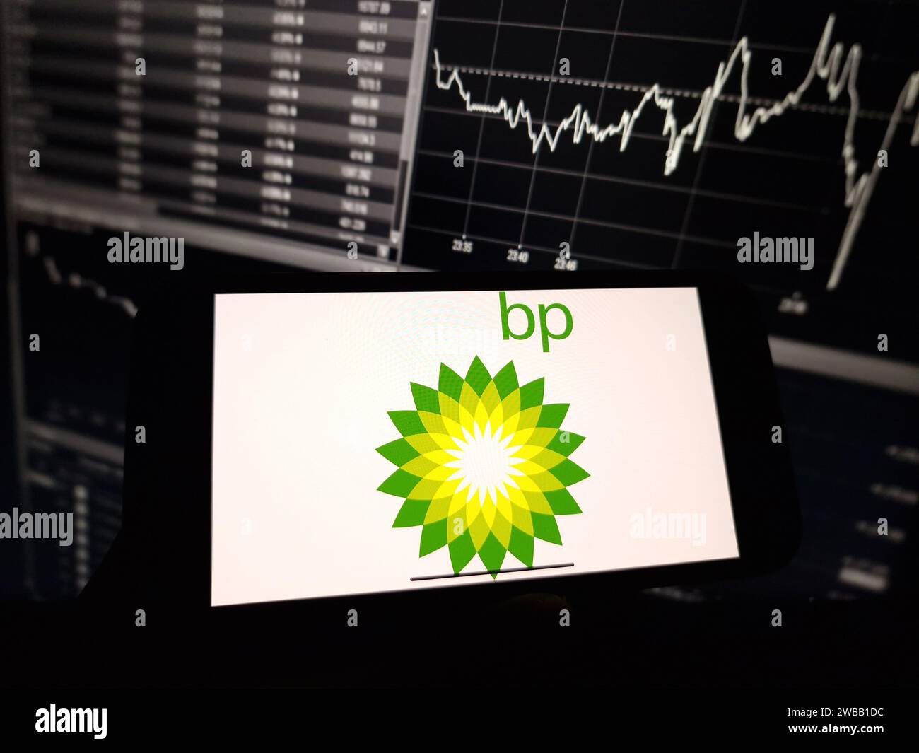 Konskie, Poland - January 07, 2024: BP company logo displayed on mobile ...