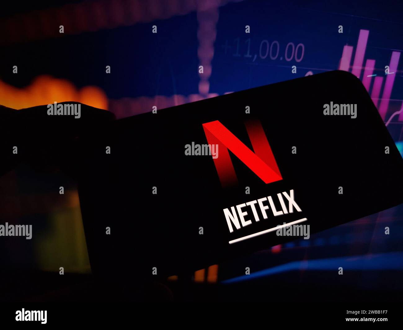 Konskie, Poland - January 07, 2024: Netflix company logo displayed on ... Konskie, Poland - January 07, 2024: Netflix company logo displayed on ...