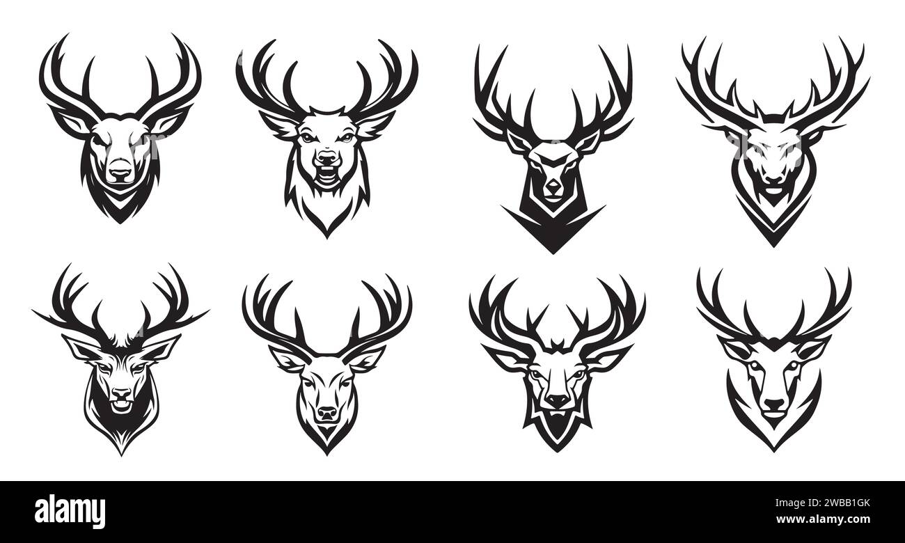 portrait realistic deer tattoo isolated black and white vector clip art ... portrait realistic deer tattoo isolated black and white vector clip art ...