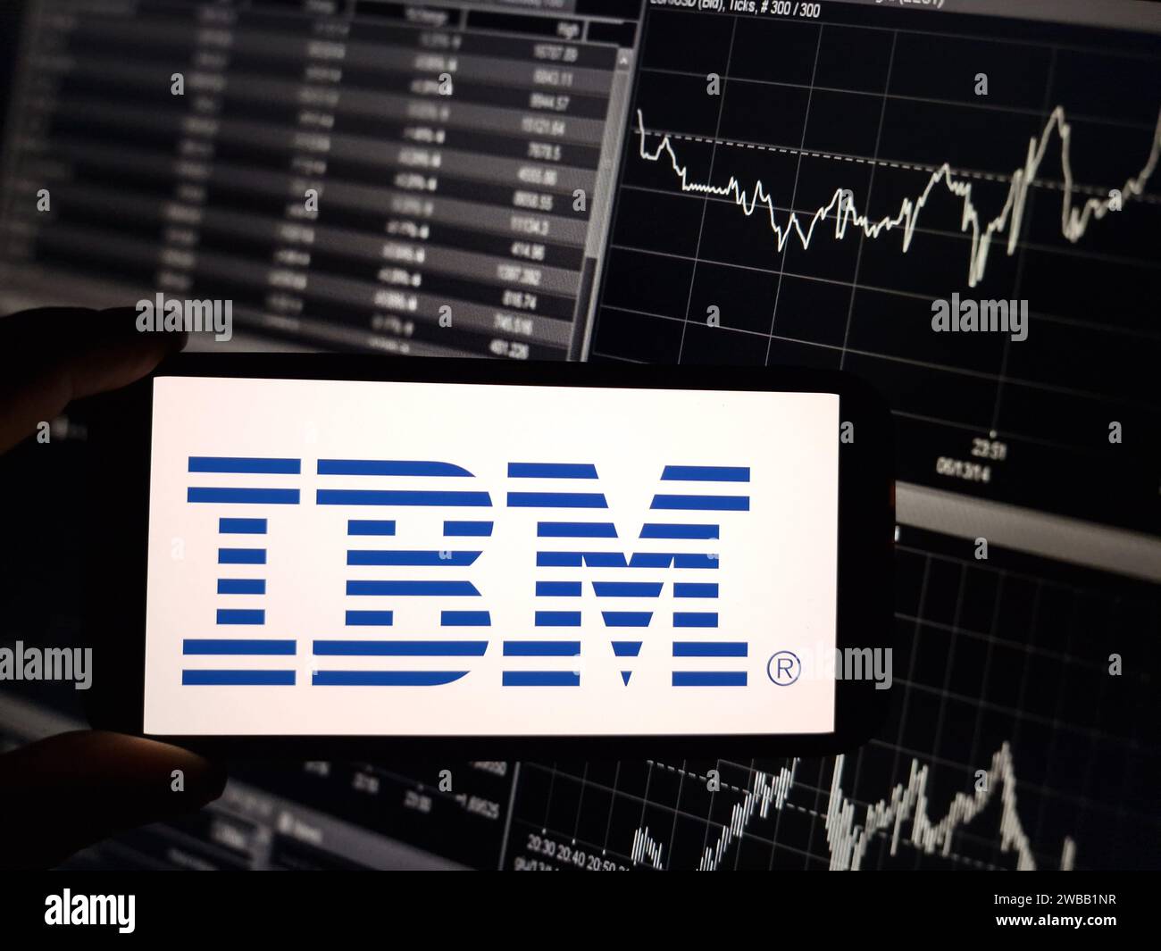 Konskie, Poland - January 07, 2024: IBM company logo displayed on ...