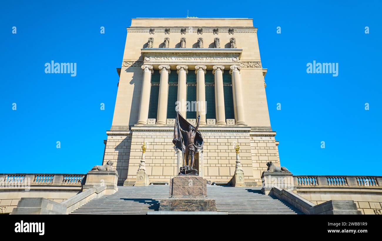 Aerial View of Indiana World War Memorial in Sunshine Stock Photo - Alamy