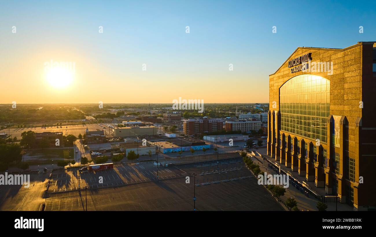 Aerial Golden Hour Glow on Indianapolis Stadium Stock Photo - Alamy