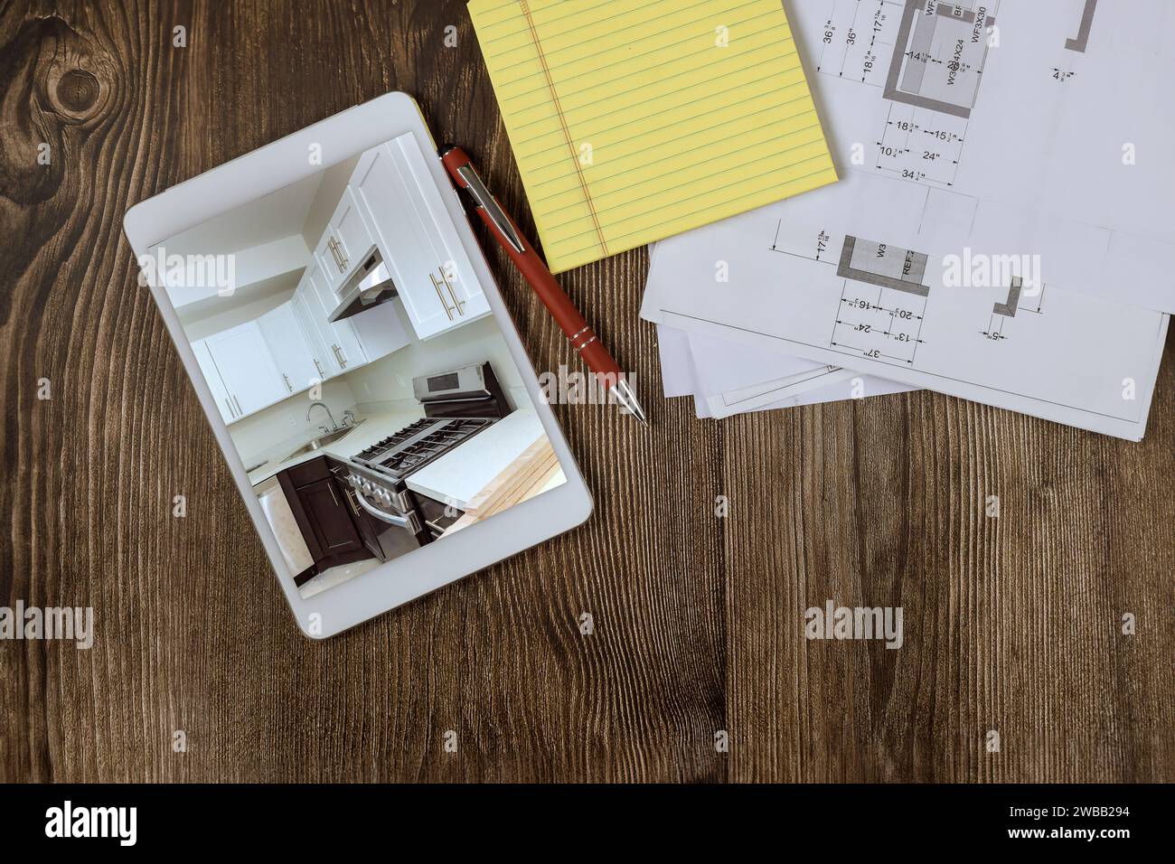 Home renovation remodeling kitchen with cabinets plan blueprint for ...