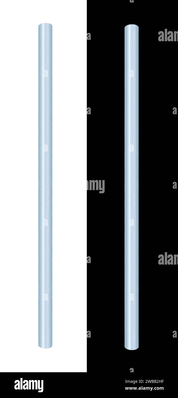 Vertical large thick steel pipe on an isolated white and black ...