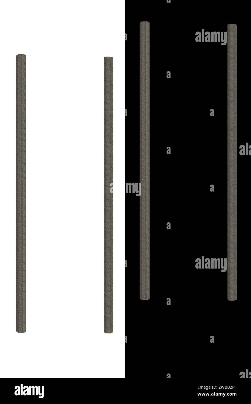 Vertical reinforcement concrete beam column on an isolated white and ...