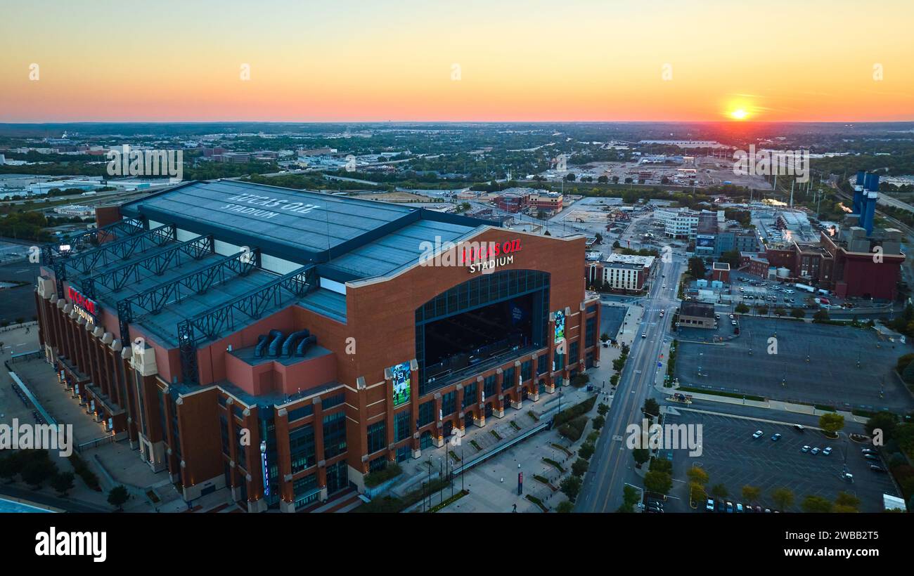 Aerial Golden Hour at Lucas Oil Stadium, Indianapolis Stock Photo - Alamy