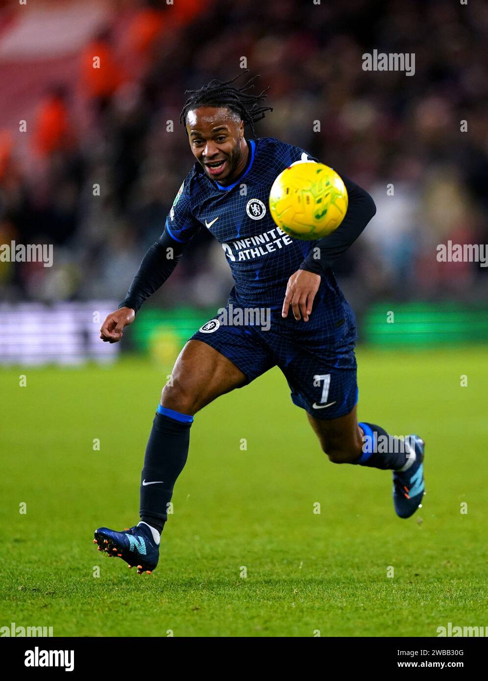 Chelsea's Raheem Sterling during the Carabao Cup semi final first leg ...