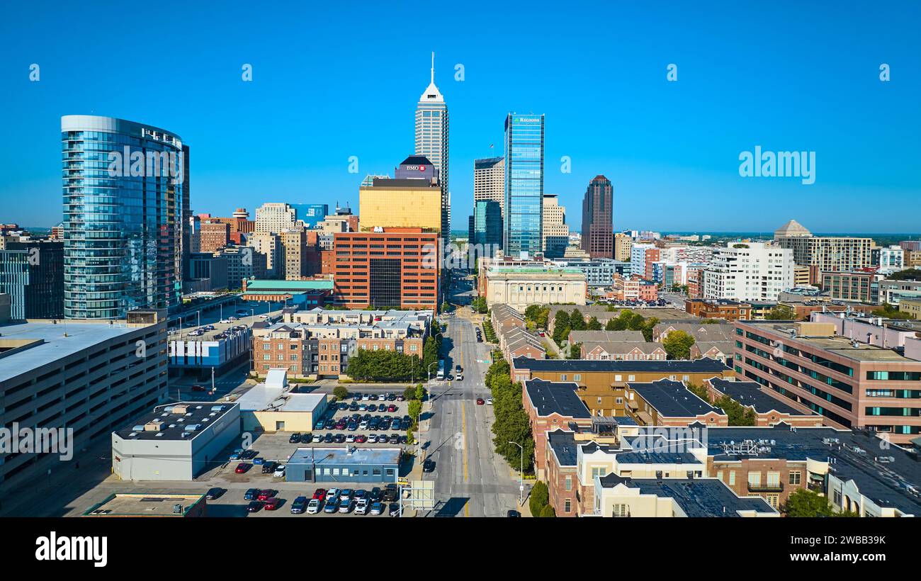 Aerial View of Indianapolis Skyscrapers and Urban Grid Stock Photo - Alamy