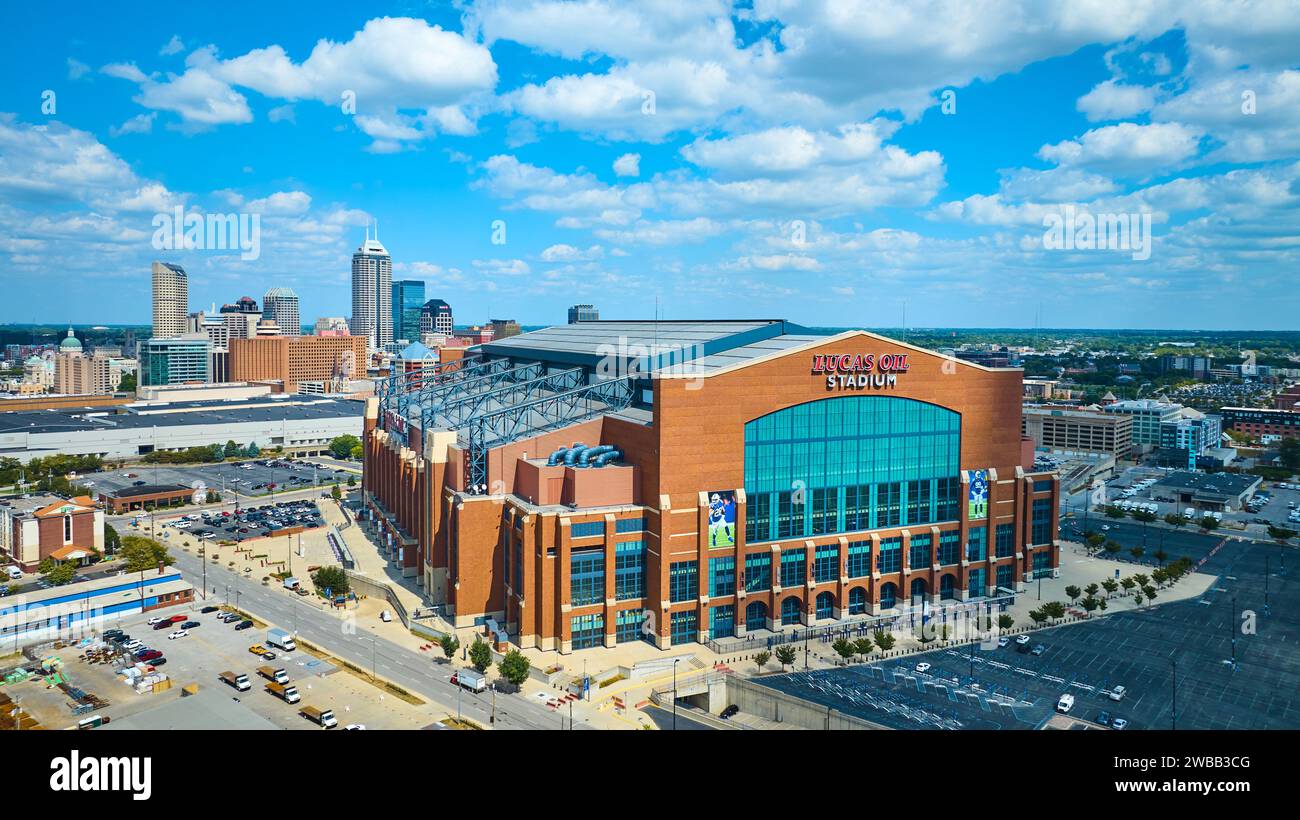 Aerial View of Lucas Oil Stadium and Indianapolis Skyline Stock Photo ...