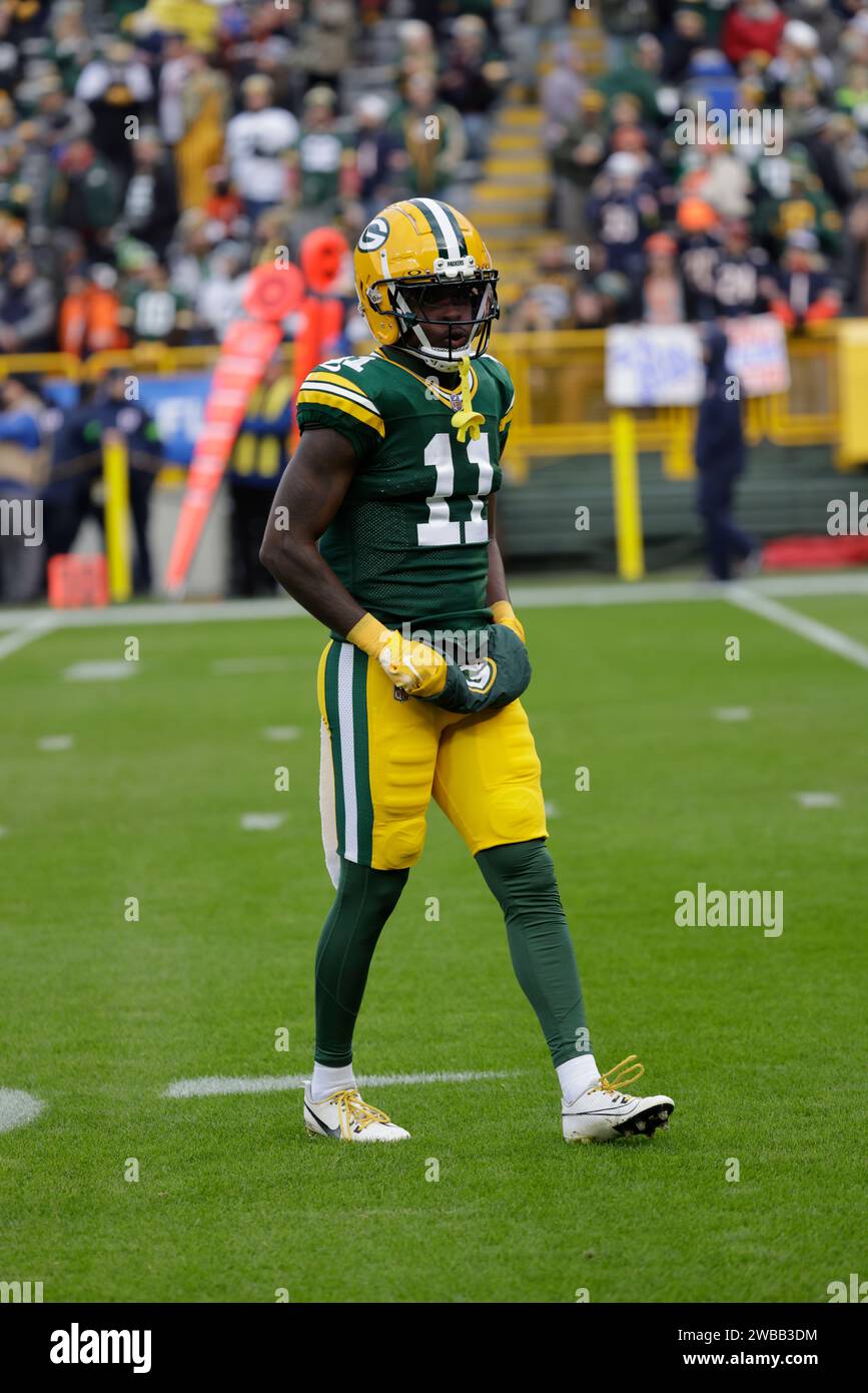 Green Bay Packers wide receiver Jayden Reed (11) before an NFL football ...