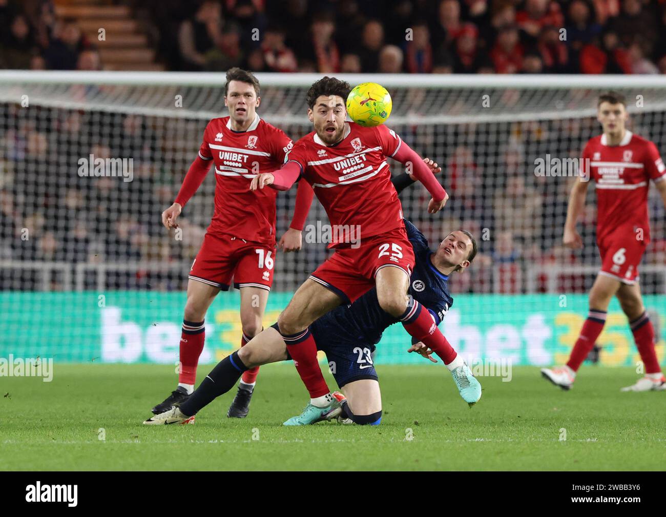 Matt Crooks of Middlesbrough In action with Conor Gallagher of Chelsea ...