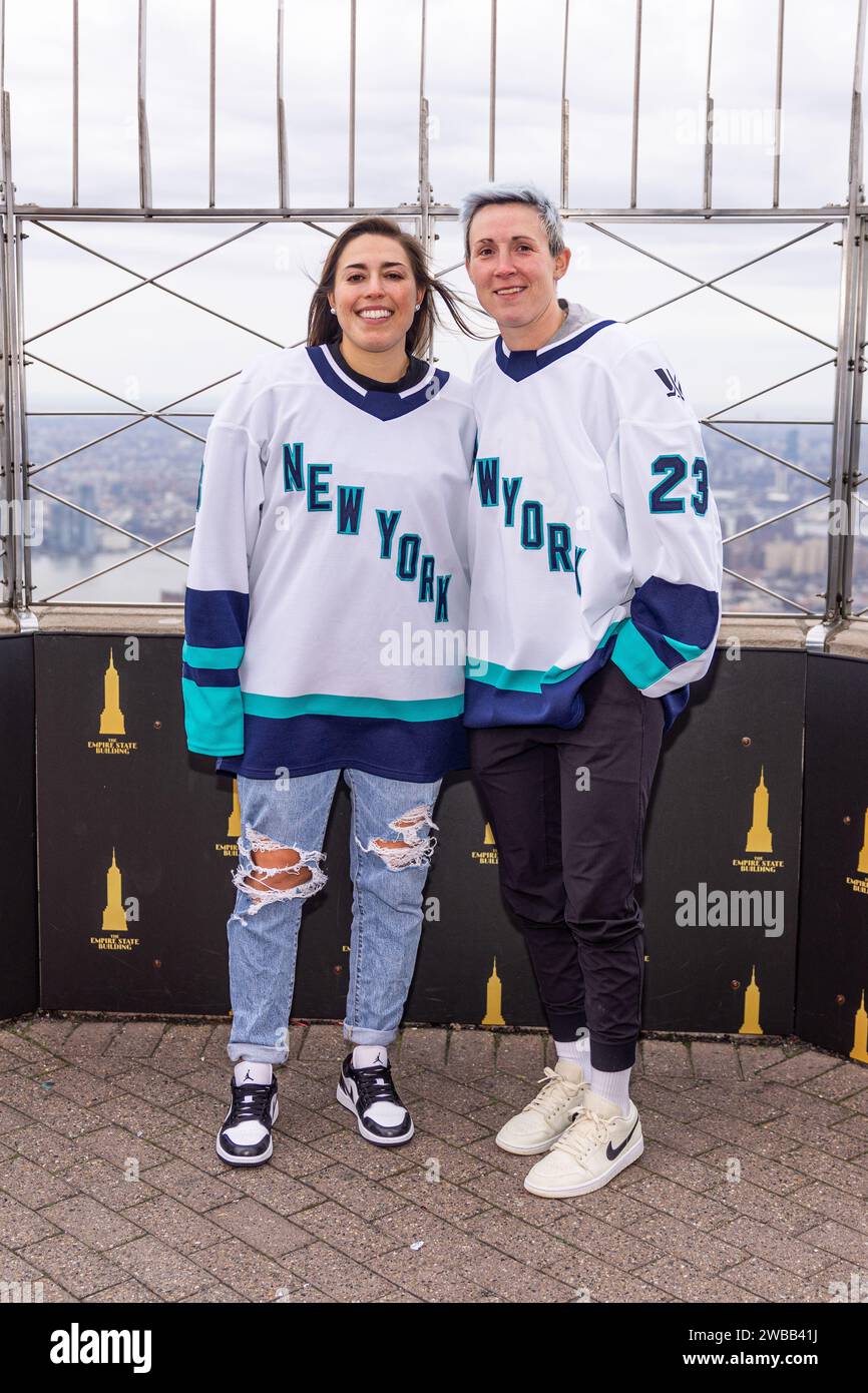 New York, USA. 09th Jan, 2024. Madison Packer and Olivia Zafuto lit up ...