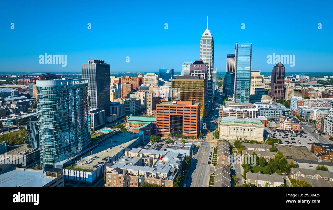 Aerial View of Indianapolis Downtown Skyline and Architecture Stock ...