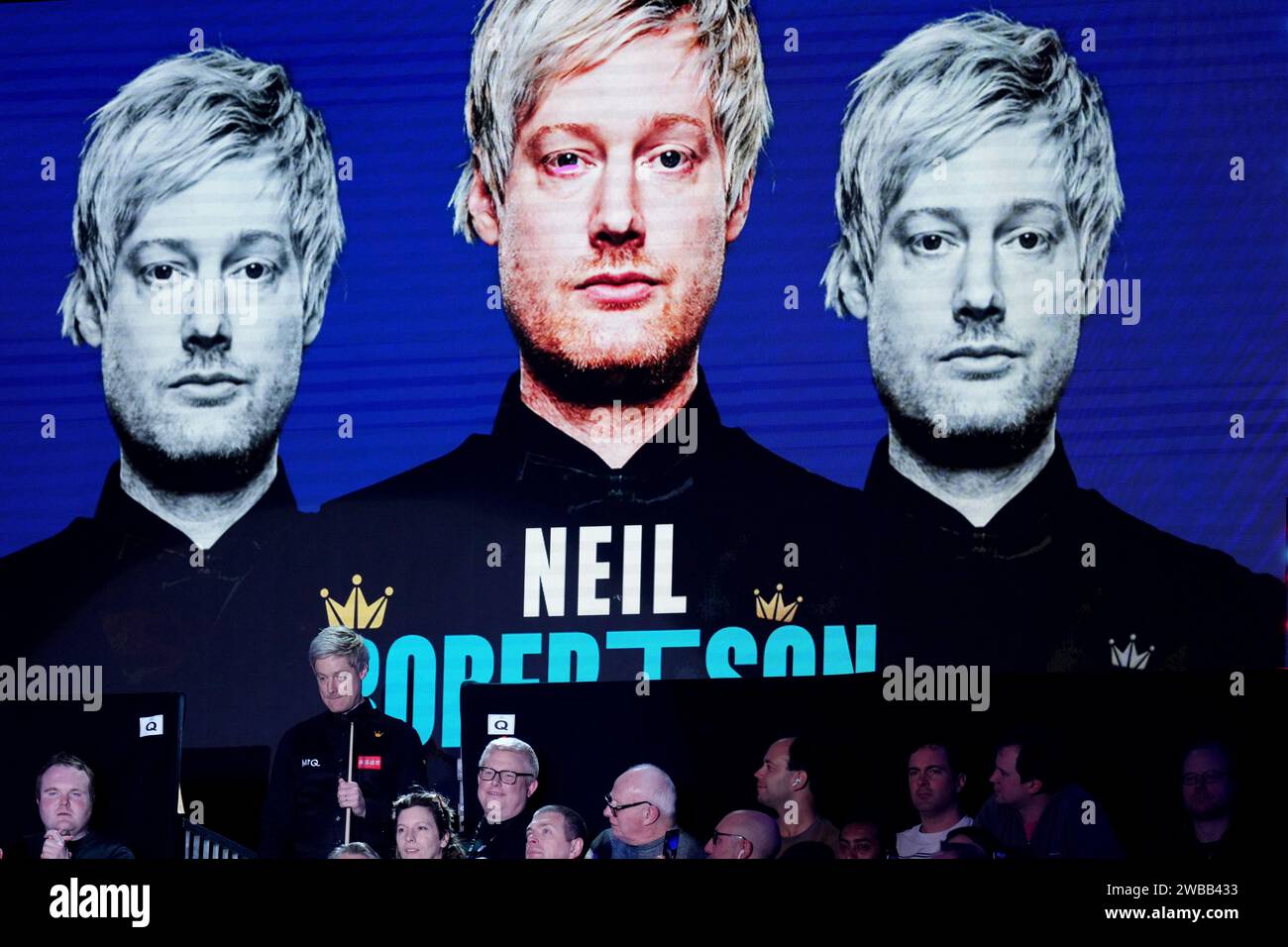Neil Robertson walks out before his match against Barry Hawkins during ...