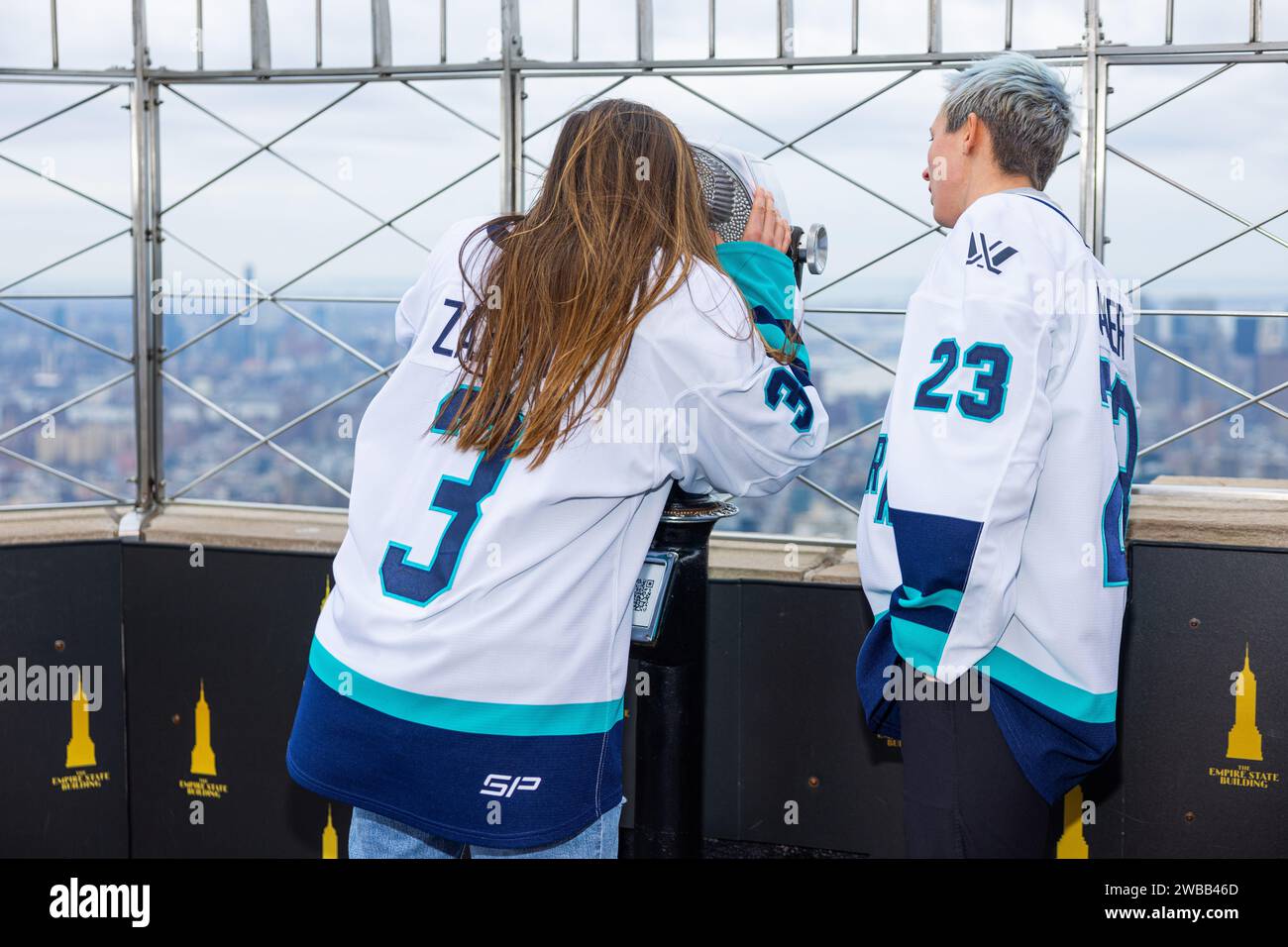 New York, USA. 09th Jan, 2024. Madison Packer and Olivia Zafuto lit up ...