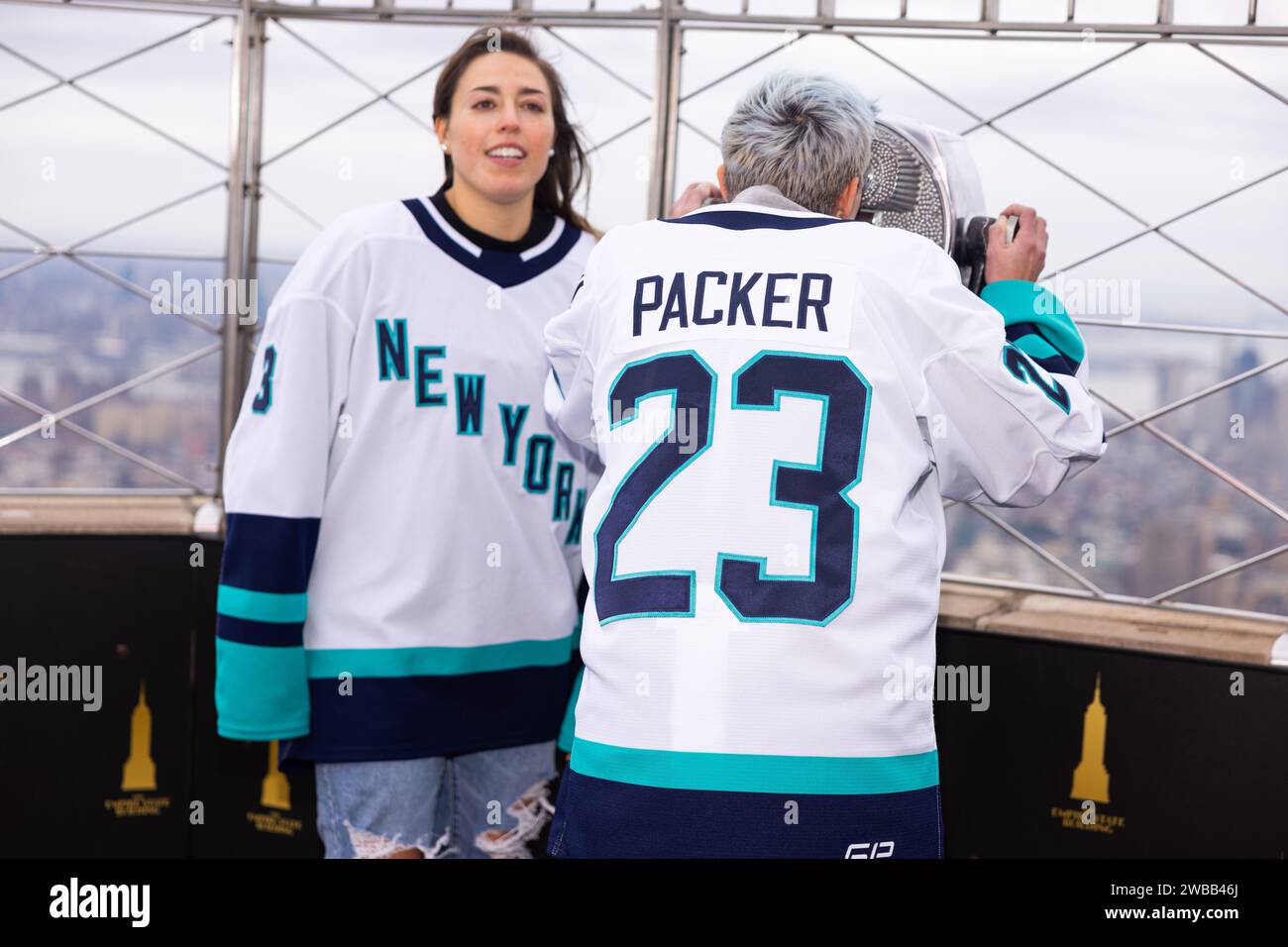 New York, USA. 09th Jan, 2024. Madison Packer and Olivia Zafuto lit up ...