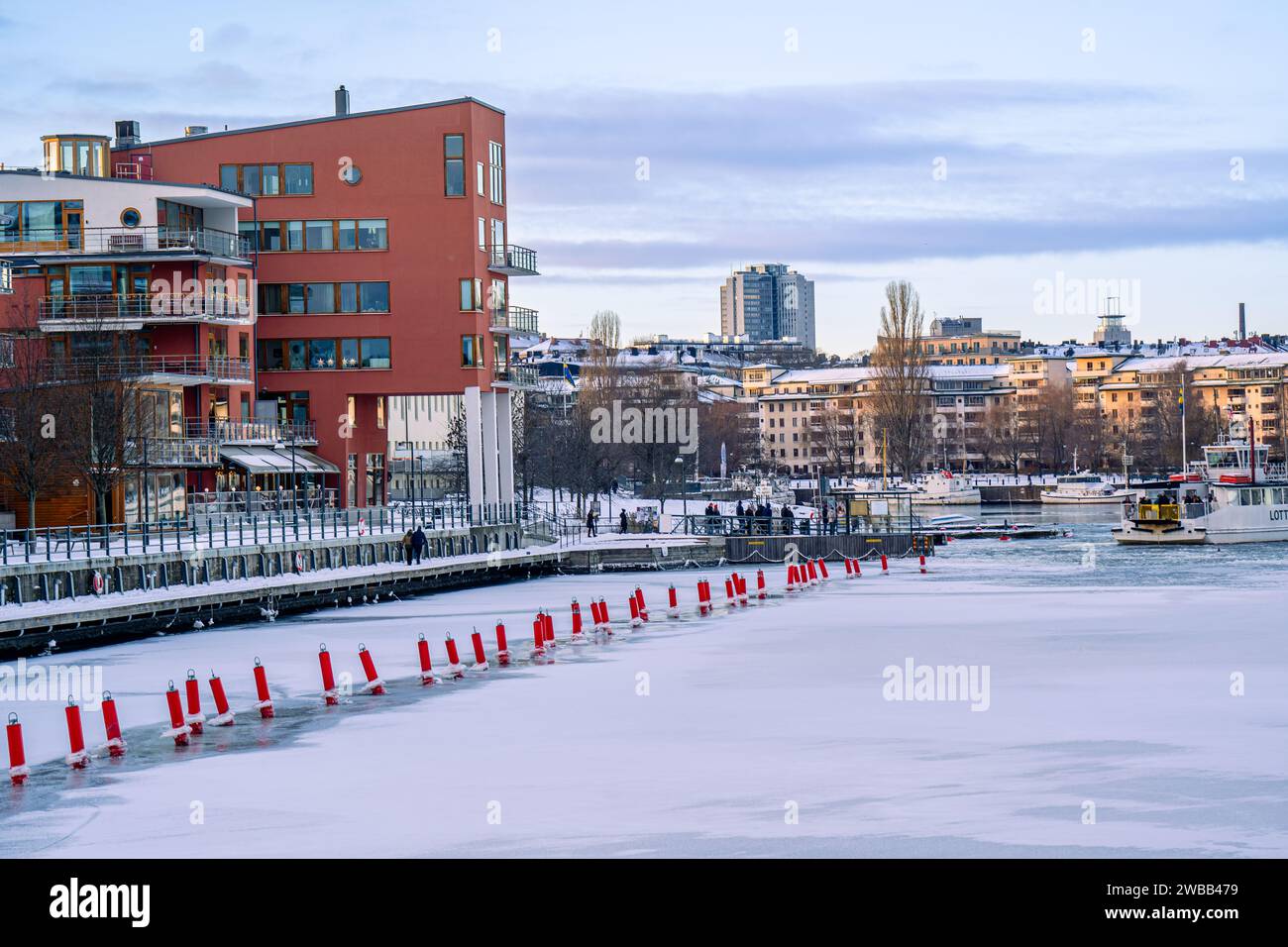 Winter Evening in Stockholm with a frozen lake view during January 2024 ...