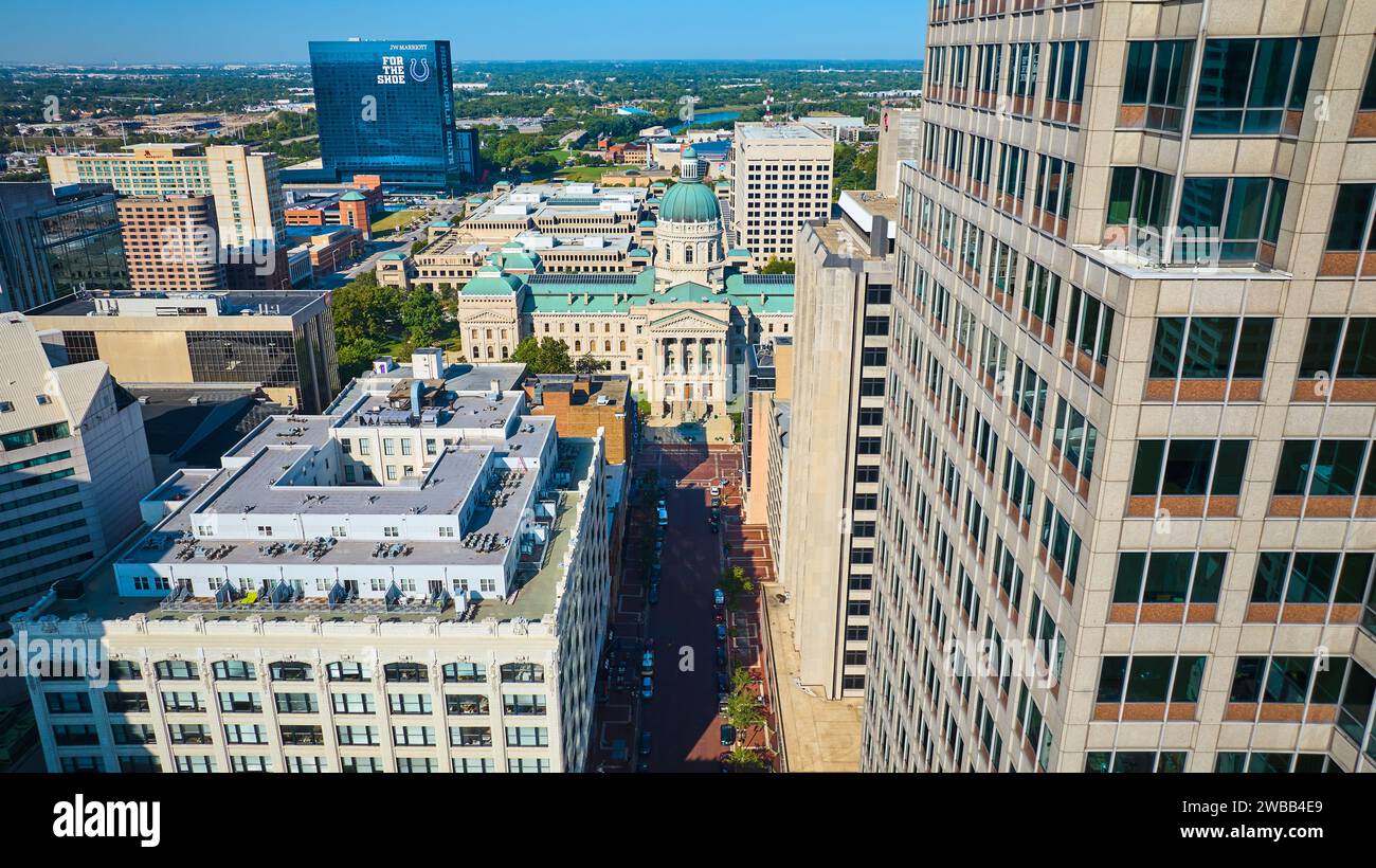 Aerial View of Historic Courthouse Amidst Indianapolis Skyscrapers ...