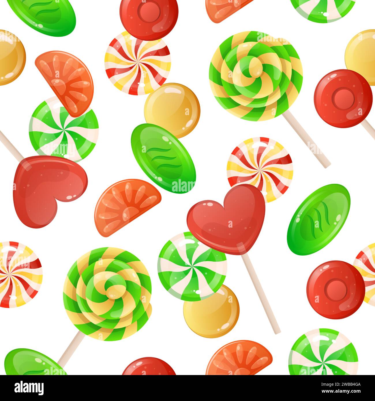 Candies pattern. Cartoon seamless decorative texture with sweet caramel ...