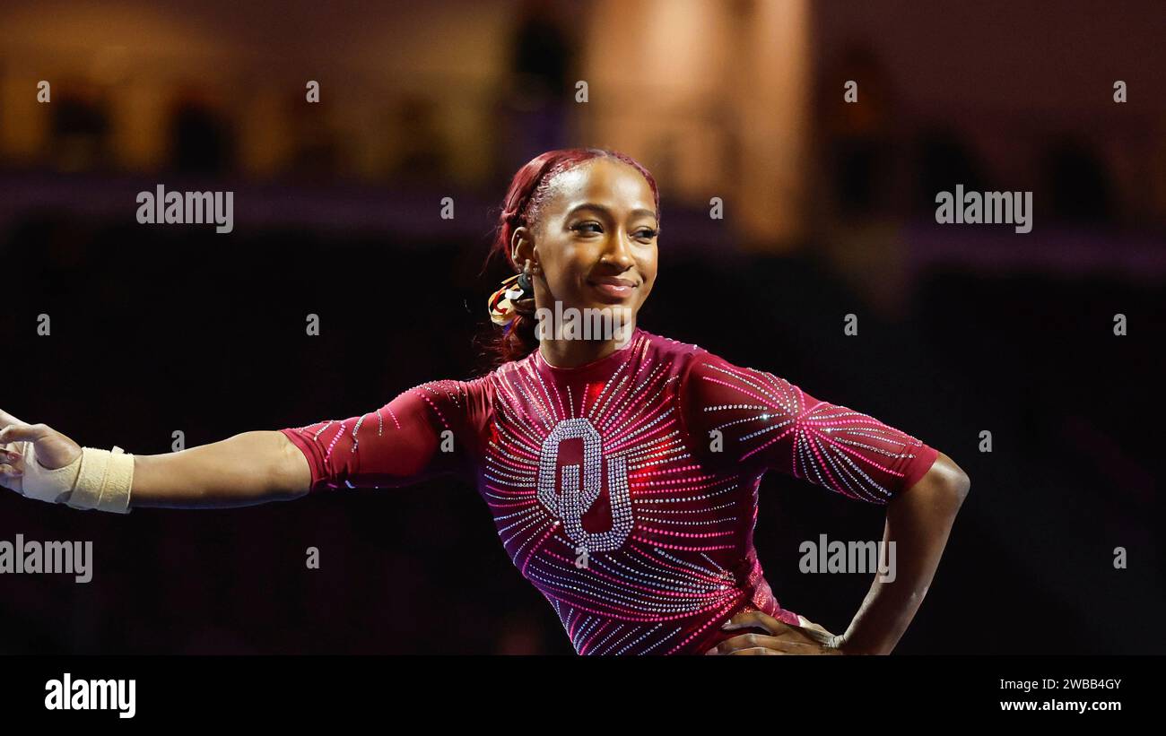 Oklahoma's Danae Fletcher competes on the floor exercise during an NCAA ...