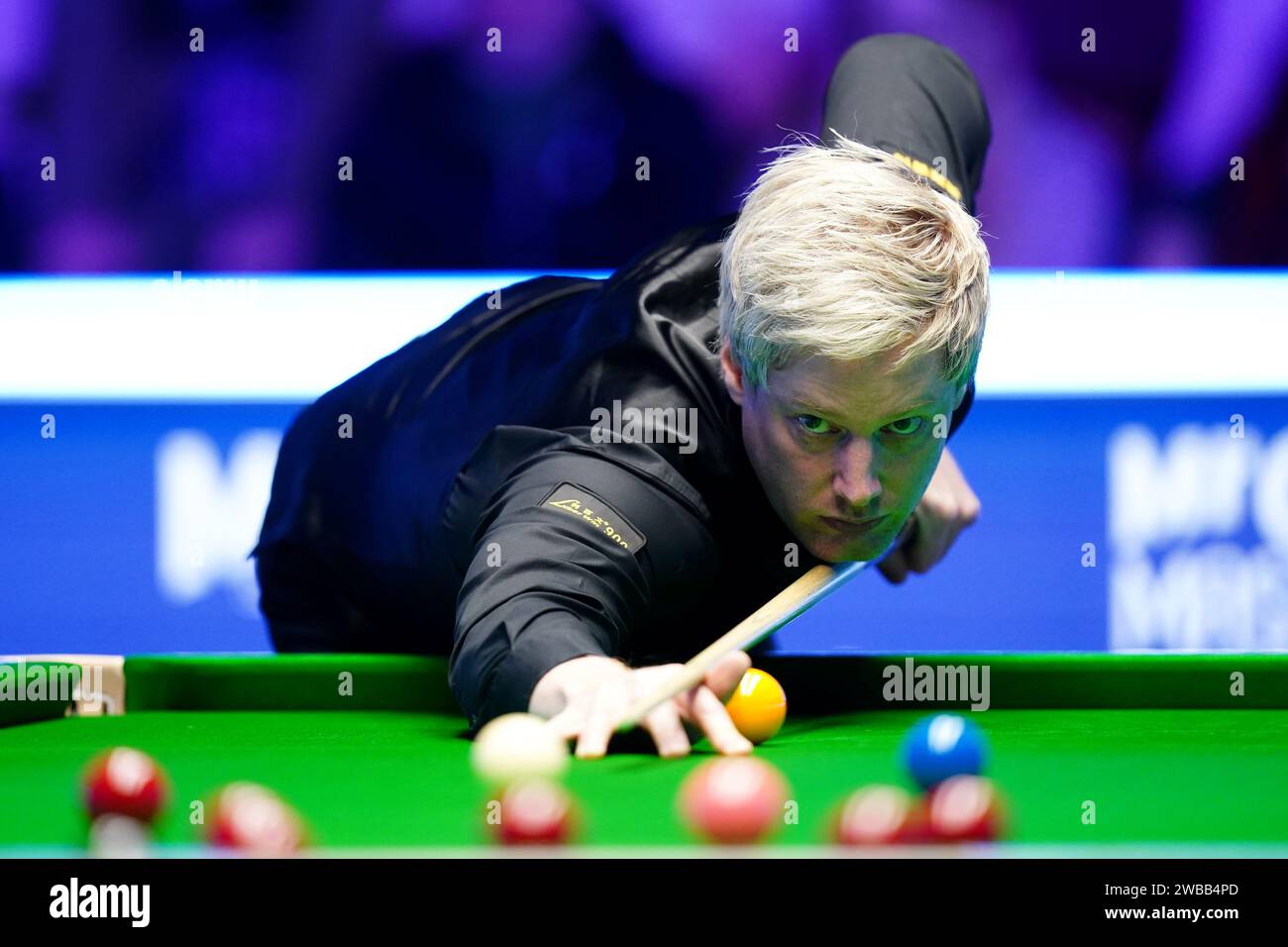Neil Robertson during his match against Barry Hawkins during day three ...
