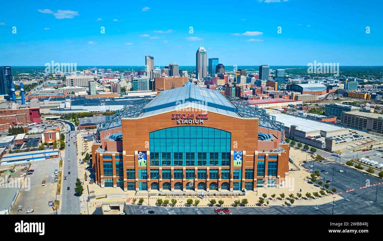 Aerial View of Lucas Oil Stadium and Indianapolis Skyline Stock Photo ...