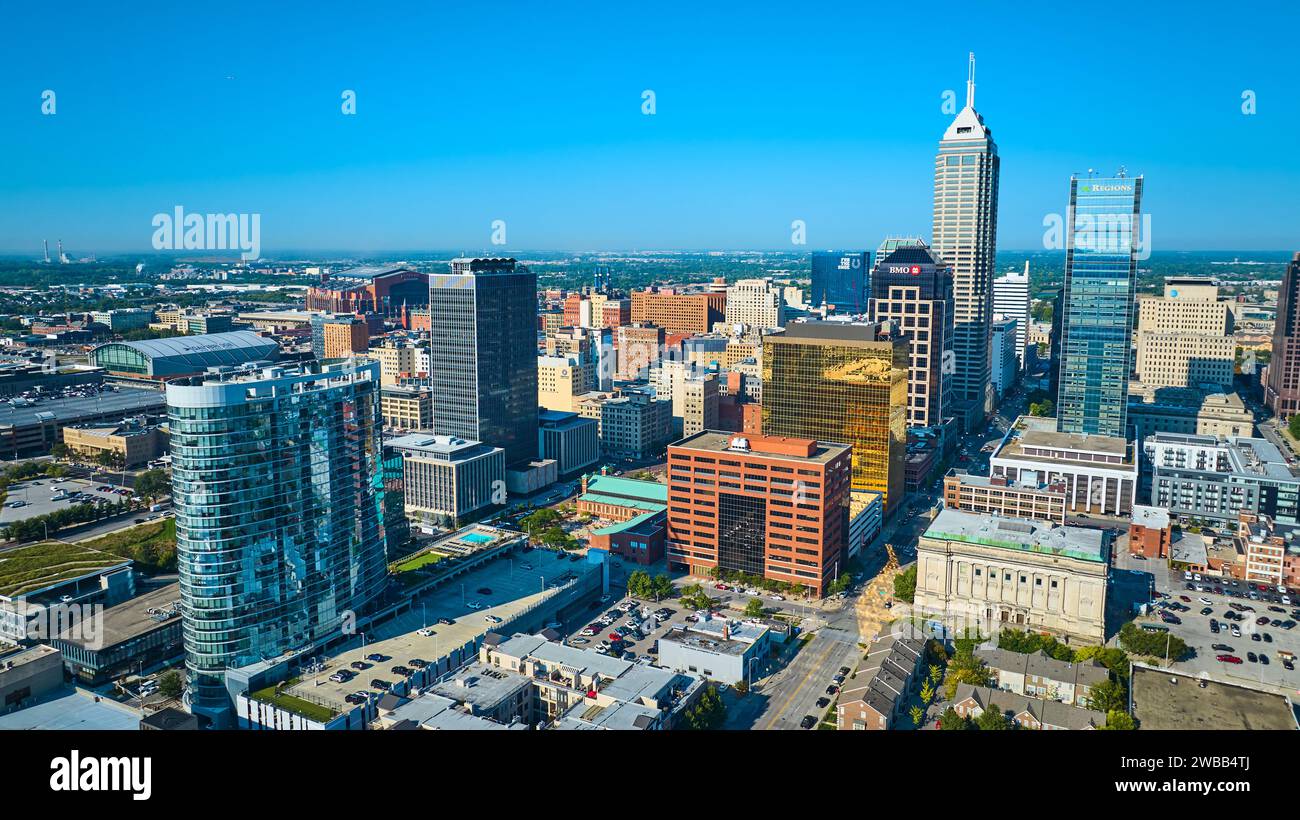 Aerial View of Indianapolis Skyscrapers and Bustling Downtown Stock ...