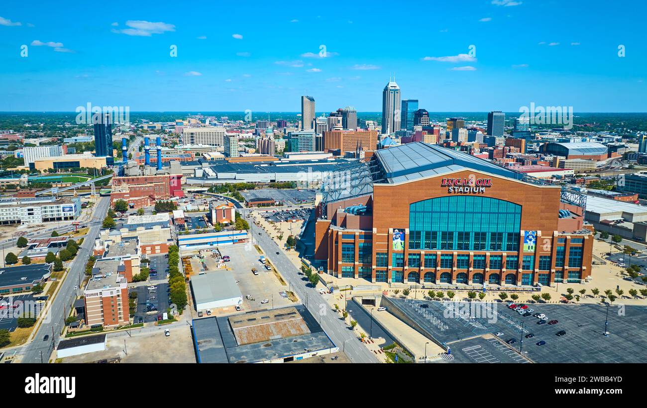 Aerial of Lucas Oil Stadium and Indianapolis Skyline Stock Photo - Alamy