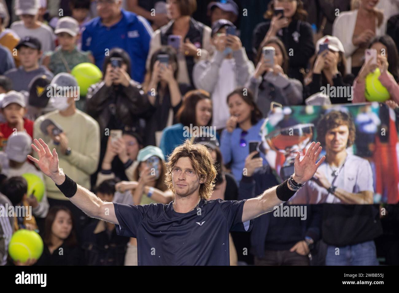World No.5 Andrey Rublev reacts during ATP 250 Bank of China Hong Kong ...