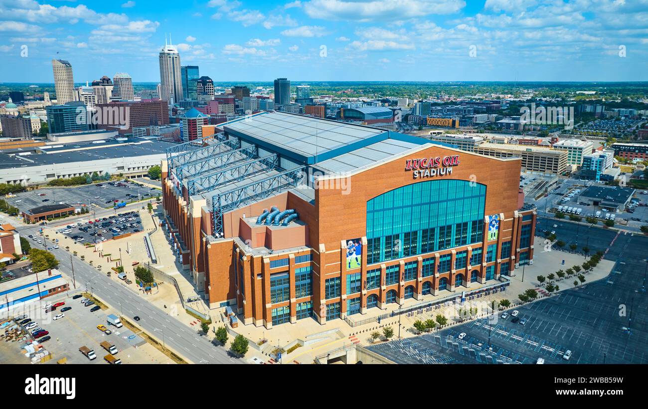 Aerial View of Lucas Oil Stadium and Indianapolis Cityscape Stock Photo ...
