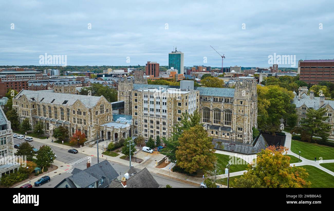 Aerial View of Gothic University Campus and Urban Expansion in Ann ...