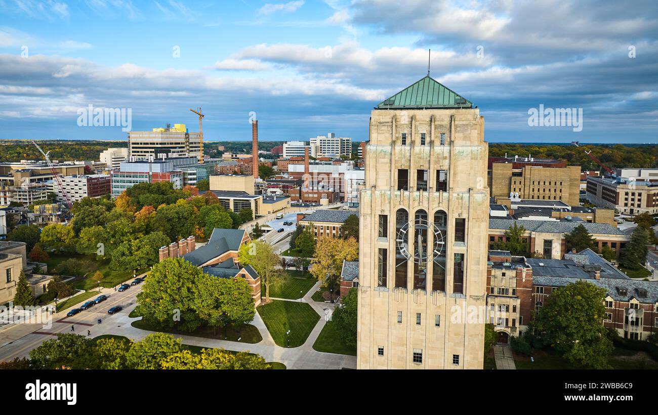 Aerial View of Burton Memorial Tower in Ann Arbor Campus Stock Photo ...