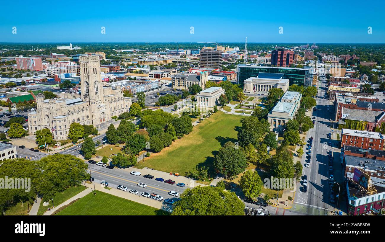 Aerial View of Scottish Rite Cathedral and Indianapolis Cityscape Stock ...