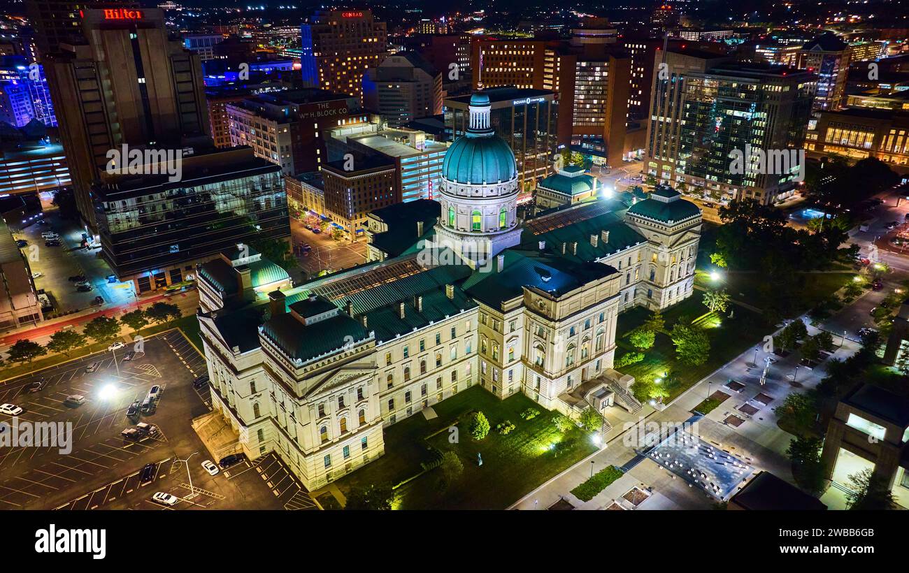 Aerial Indianapolis Courthouse Night - Urban Contrast Stock Photo - Alamy