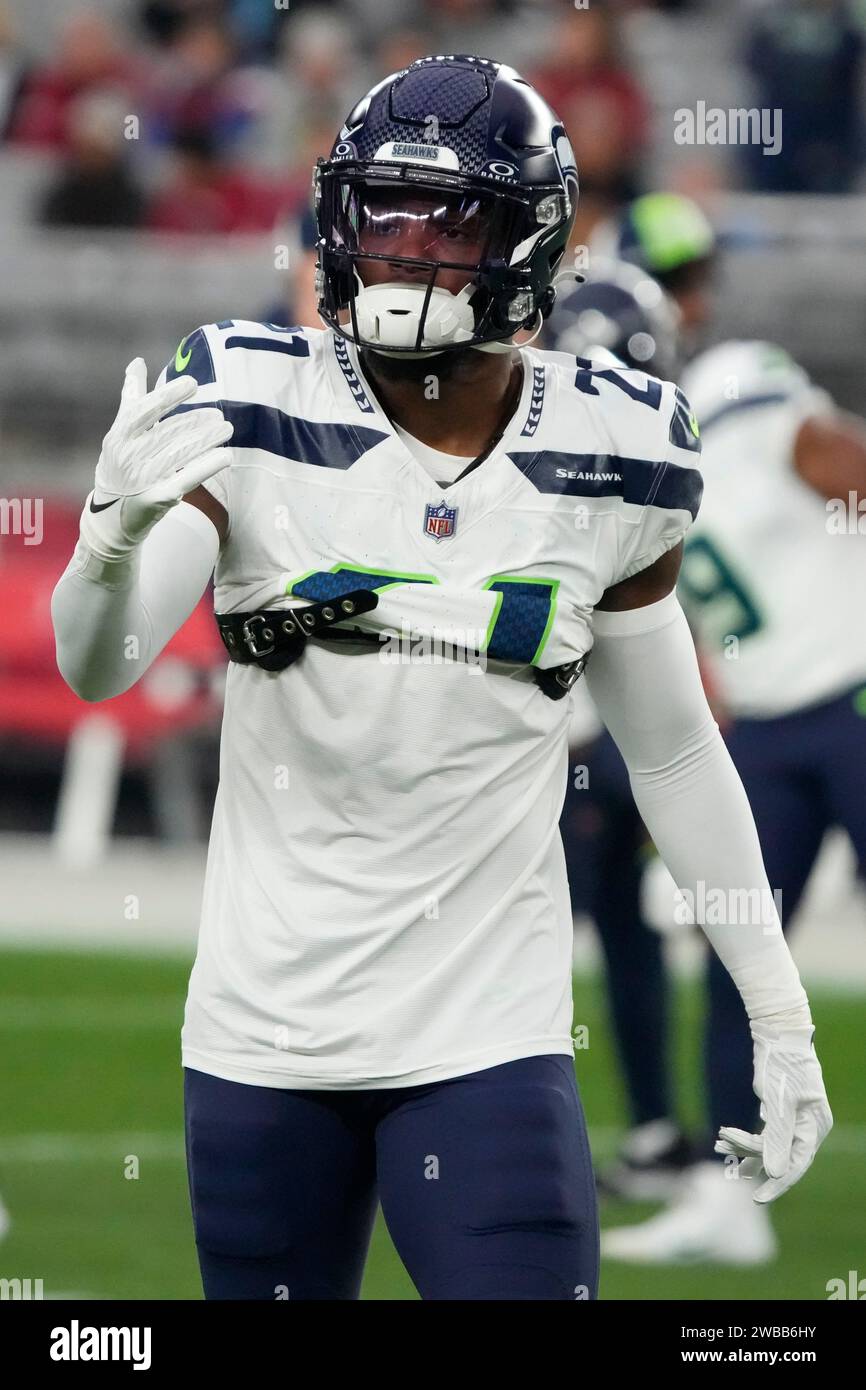 Seattle Seahawks cornerback Devon Witherspoon (21) during the first ...
