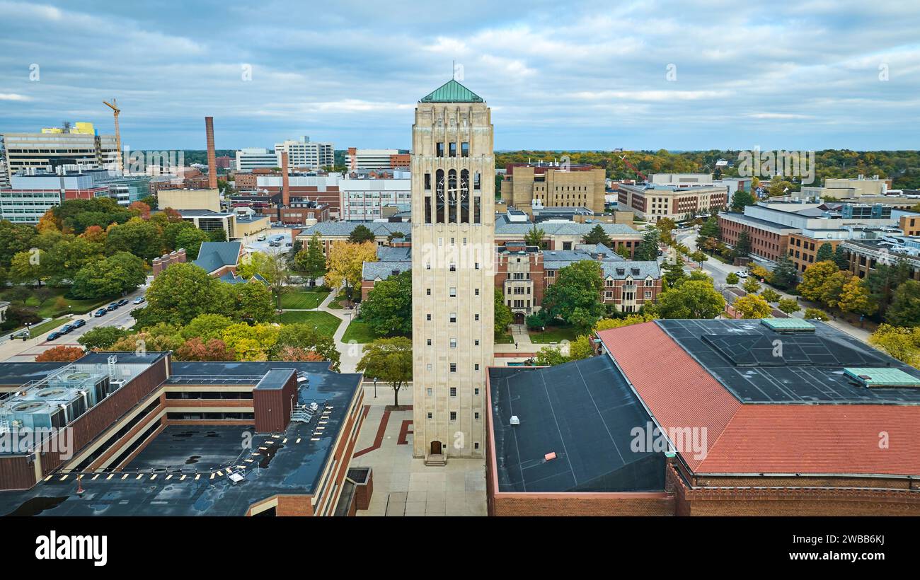 Aerial View of Burton Memorial Tower and University of Michigan Campus ...