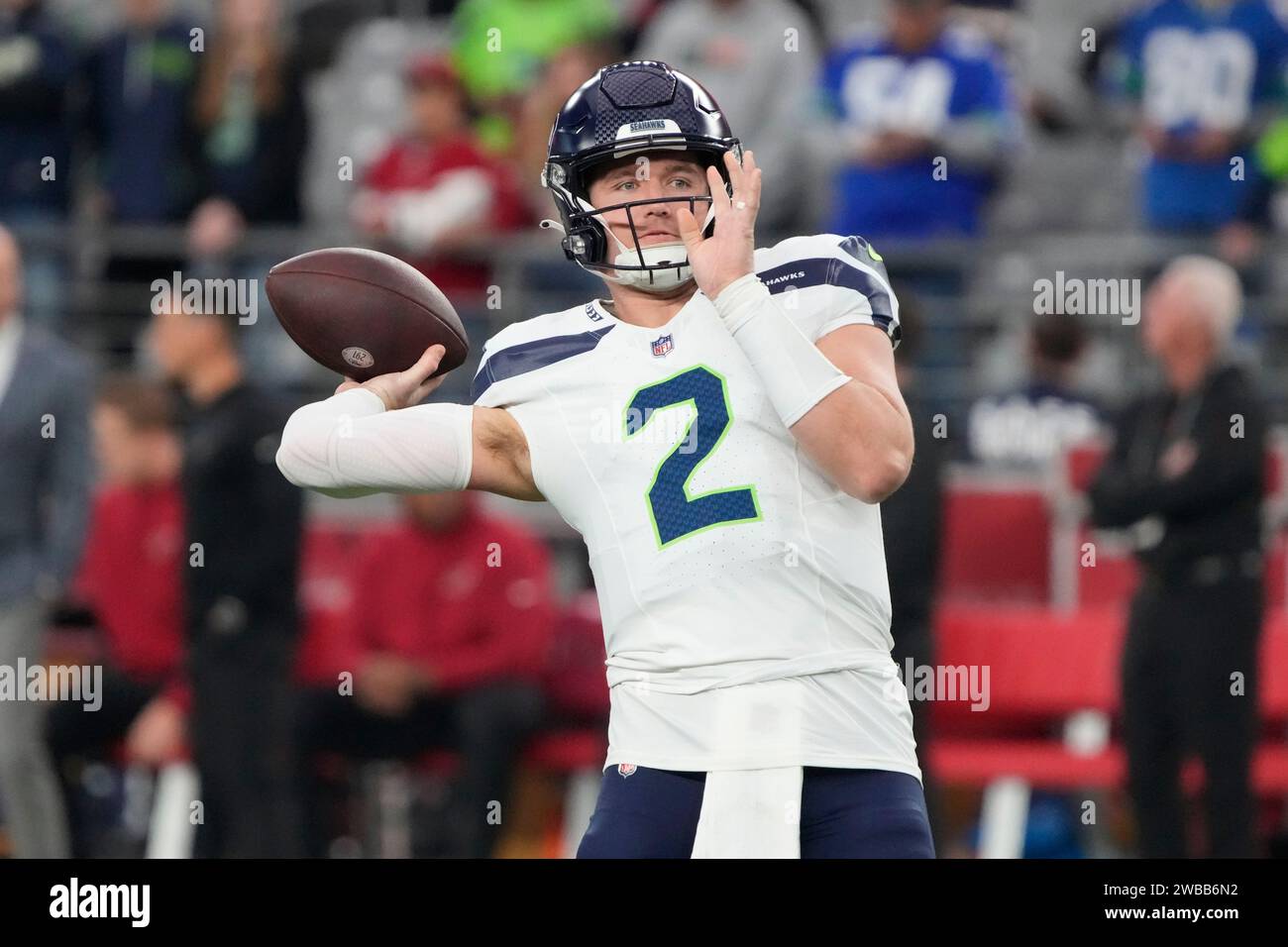 Seattle Seahawks quarterback Drew Lock (2) during the first half of an ...