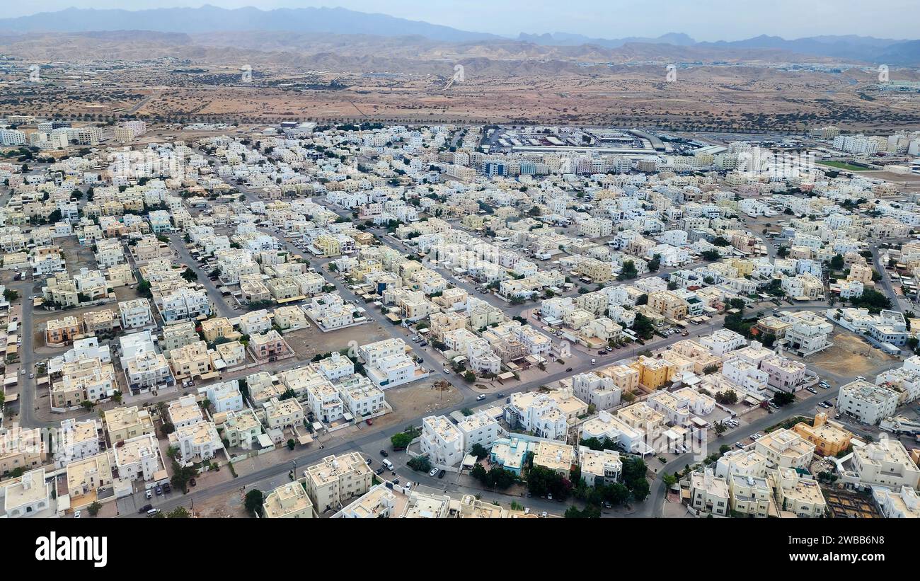 beautiful muscat city aerial view with many residential house :oman ...