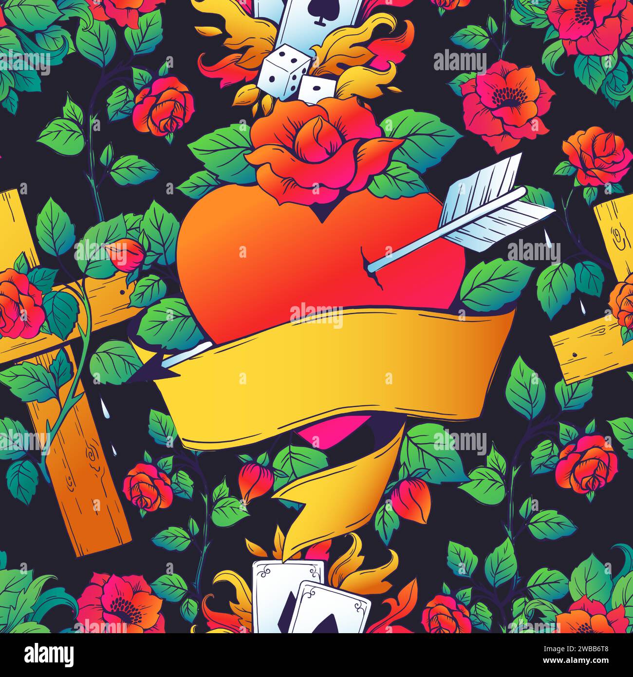 Playing card tattoo Stock Vector Images - Alamy