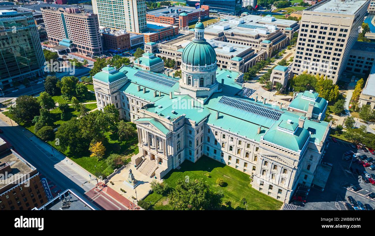 Aerial View of Historic Government Building with Dome, Indianapolis ...