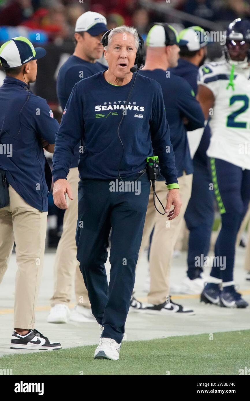 Seattle Seahawks head coach Pete Carroll during the first half of an ...