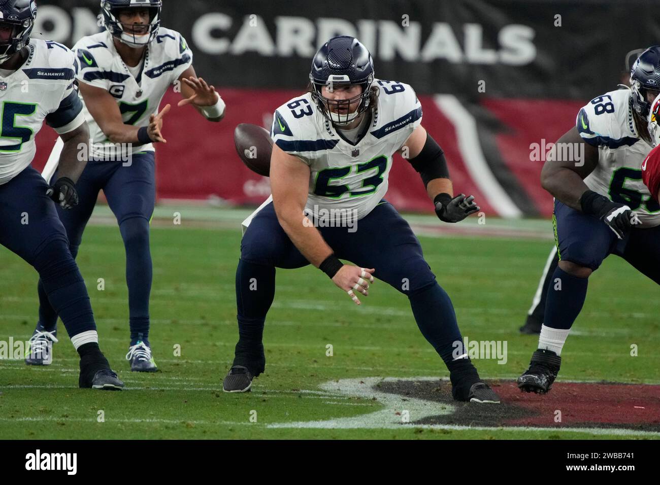 Seattle Seahawks center Evan Brown (63) during the first half of an NFL football game against ...