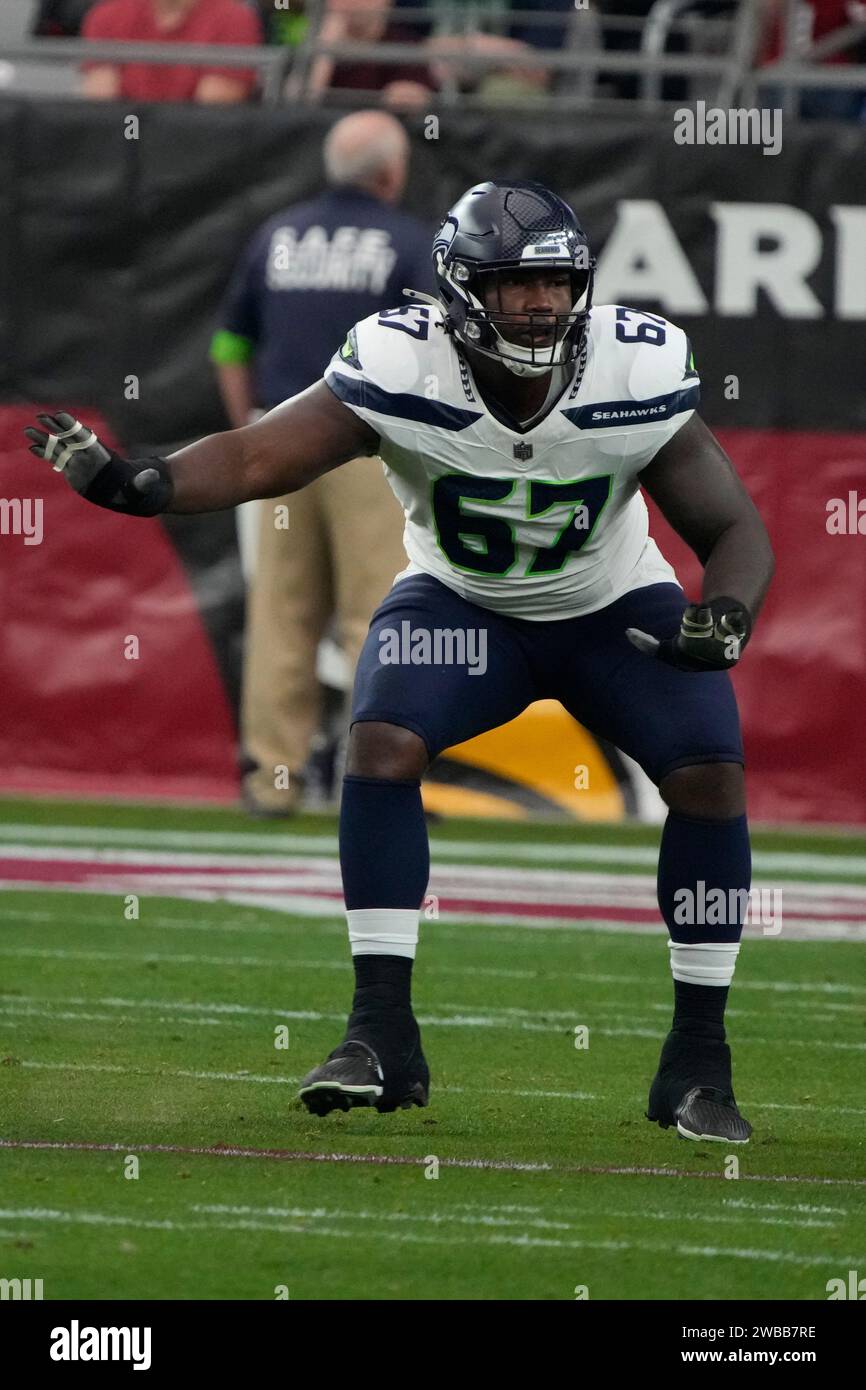 Seattle Seahawks offensive tackle Charles Cross (67) during the first ...