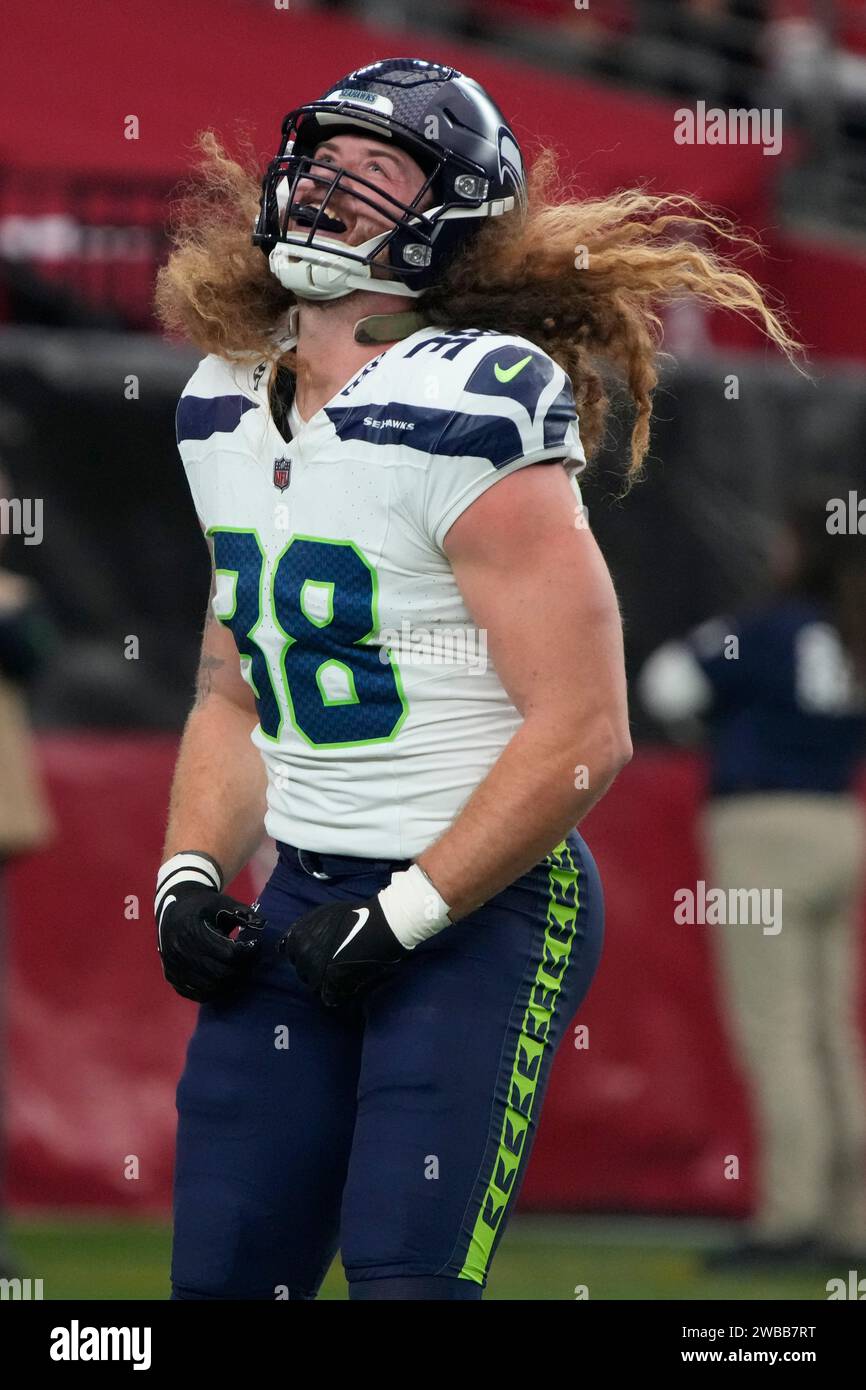 Seattle Seahawks tight end Brady Russell (38) during the first half of an NFL football game ...
