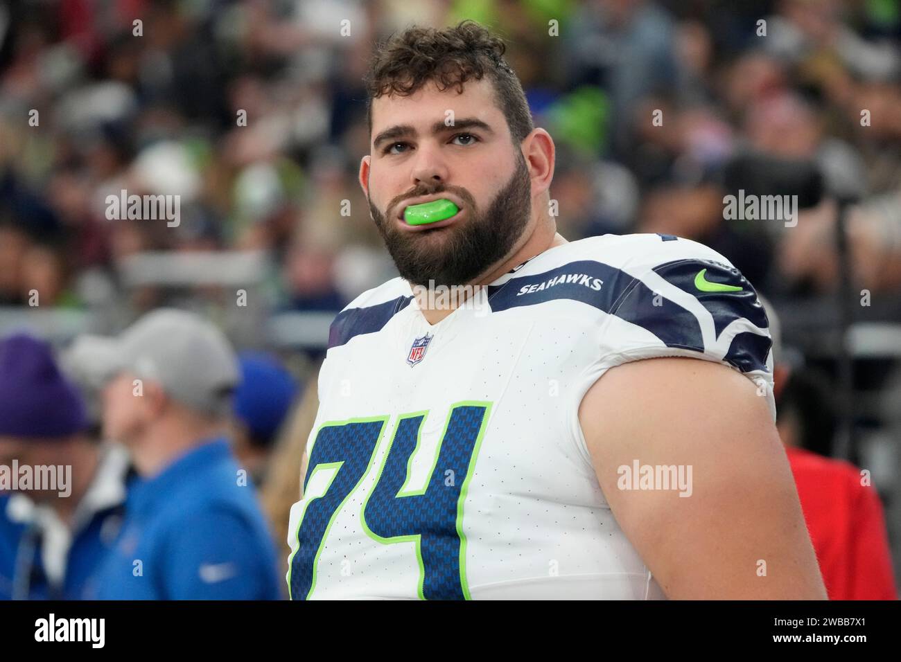 Seattle Seahawks offensive tackle Jake Curhan (74) during the first ...