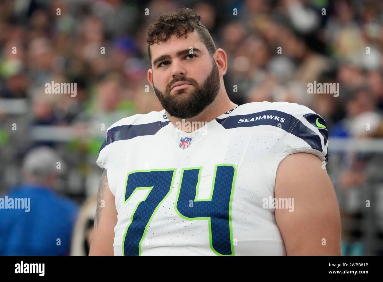 Seattle Seahawks offensive tackle Jake Curhan (74) during the first ...