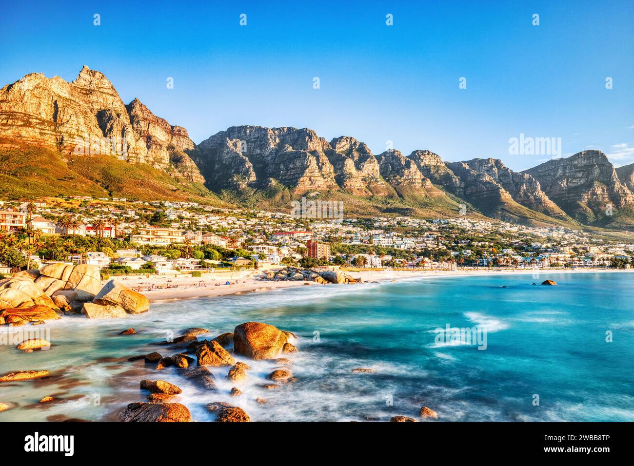 Cape Town Sunset over Camps Bay Beach with Table Mountain and Twelve ...