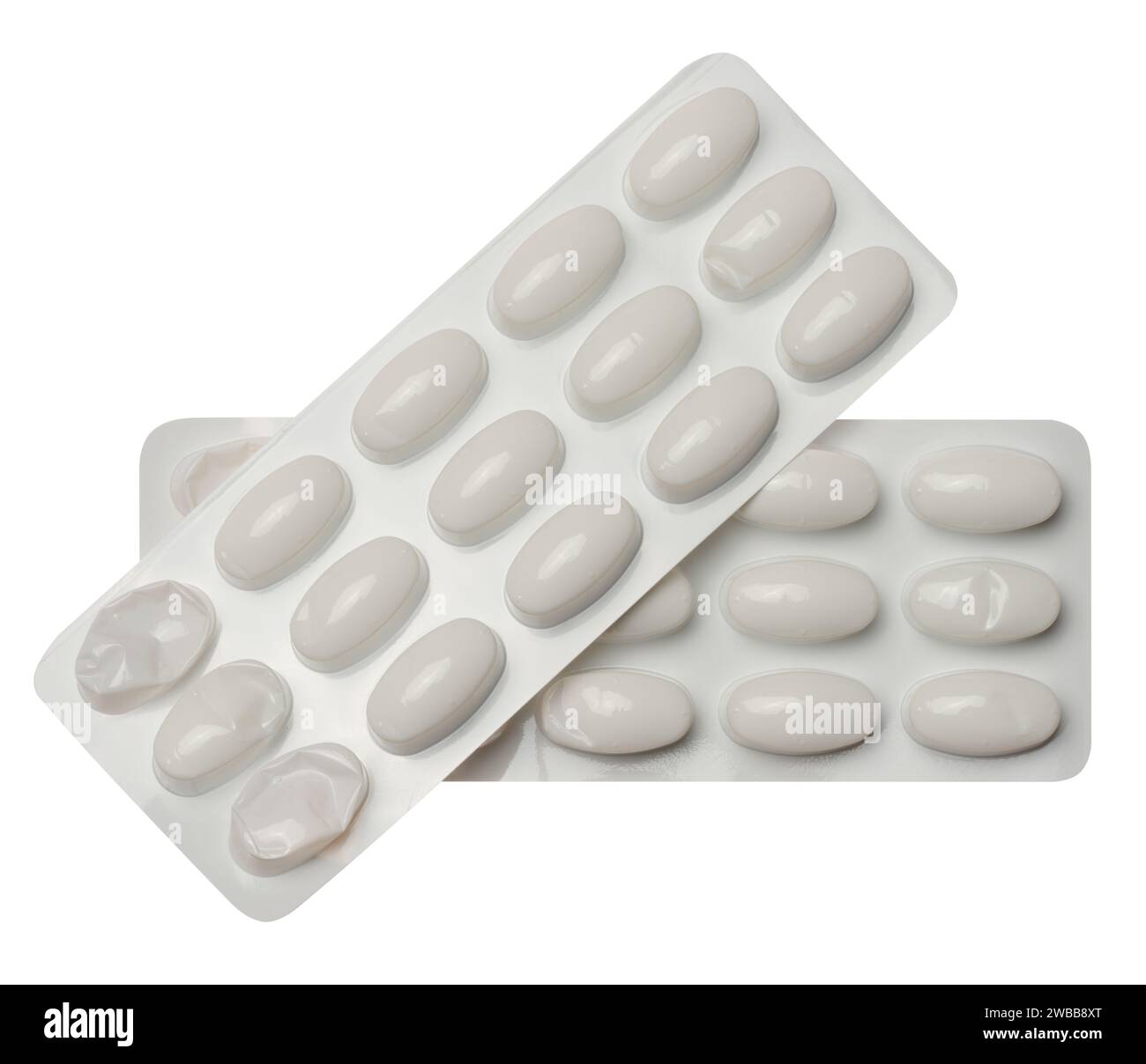 Oval tablets in white plastic packaging, top view Stock Photo - Alamy