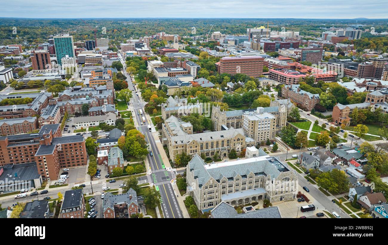 Aerial View of University of Michigan Campus and Cityscape Stock Photo ...