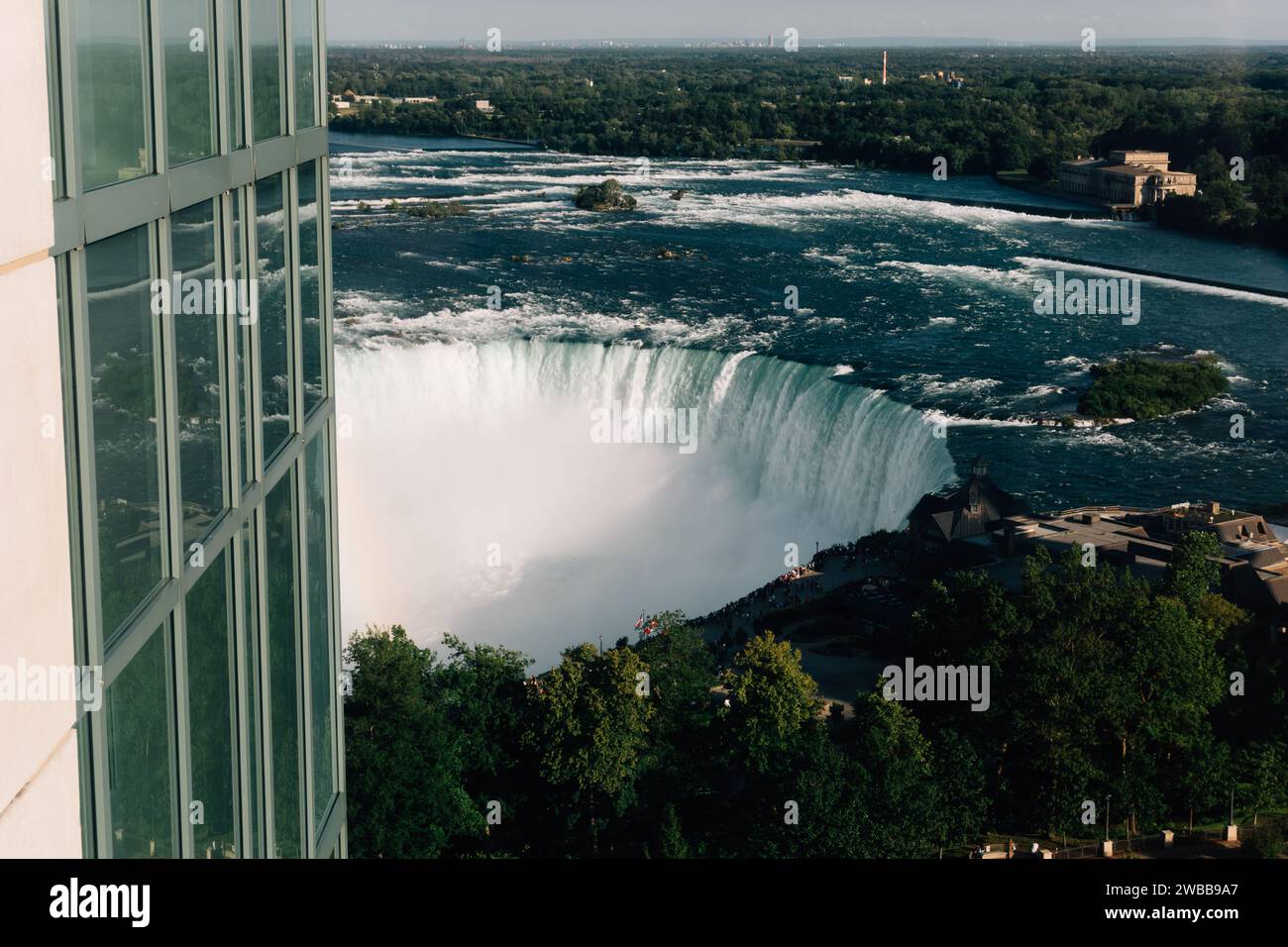 View of the Horseshoe, Niagara Falls from a tall building, Ontario ...